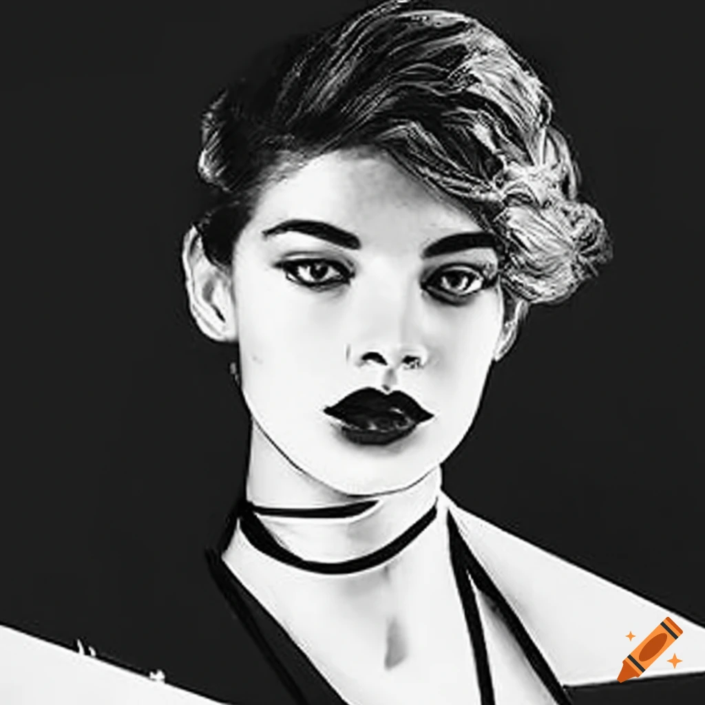 Detailed pen and ink illustration of a captivating woman on Craiyon