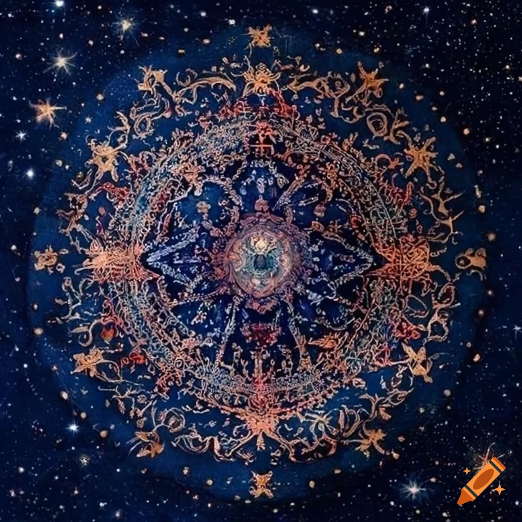 Intricate tapestry of ancient star constellations
