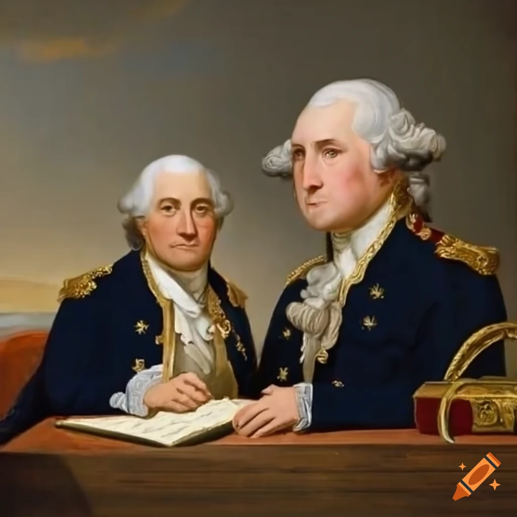 Marquis de lafayette and george washington enjoying a playful moment in ...