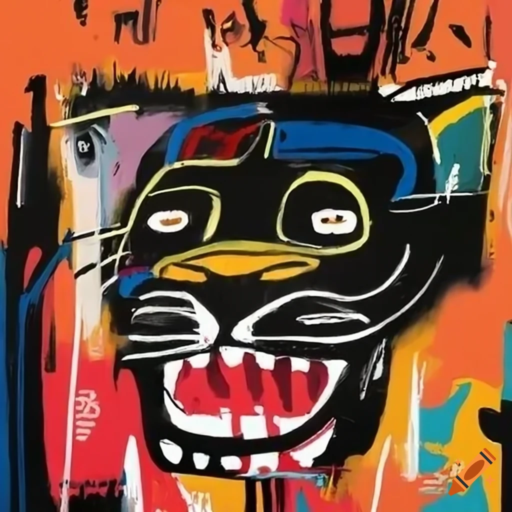 Tiger painting with basquiat-inspired symbols on Craiyon