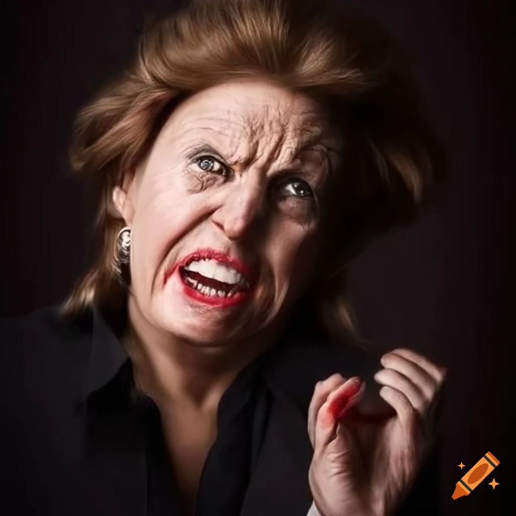 Realistic photo portrait of an angry english lady on Craiyon