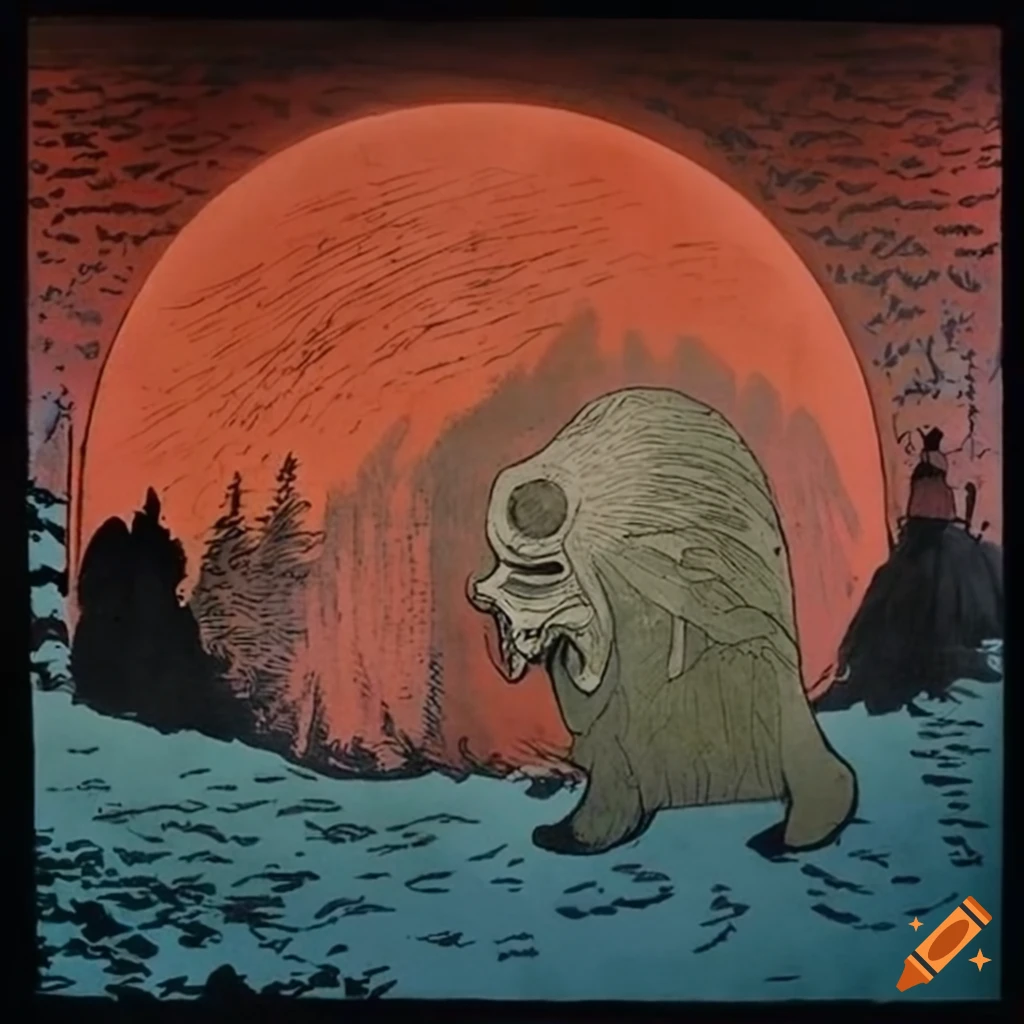 Colorful japanese woodcut print inspired by native salish creatures on ...