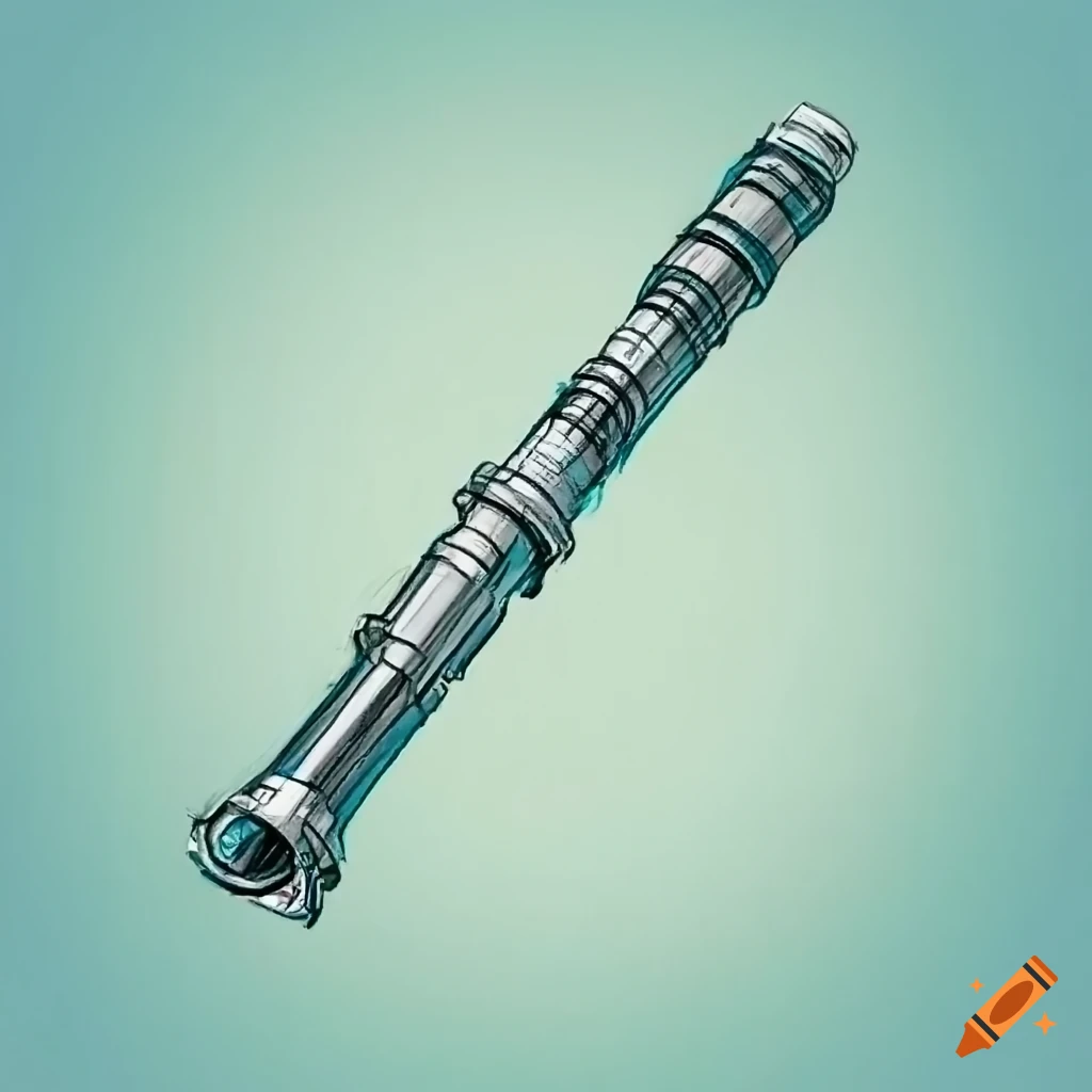 Detailed geometric art of a black lightsaber hilt on Craiyon