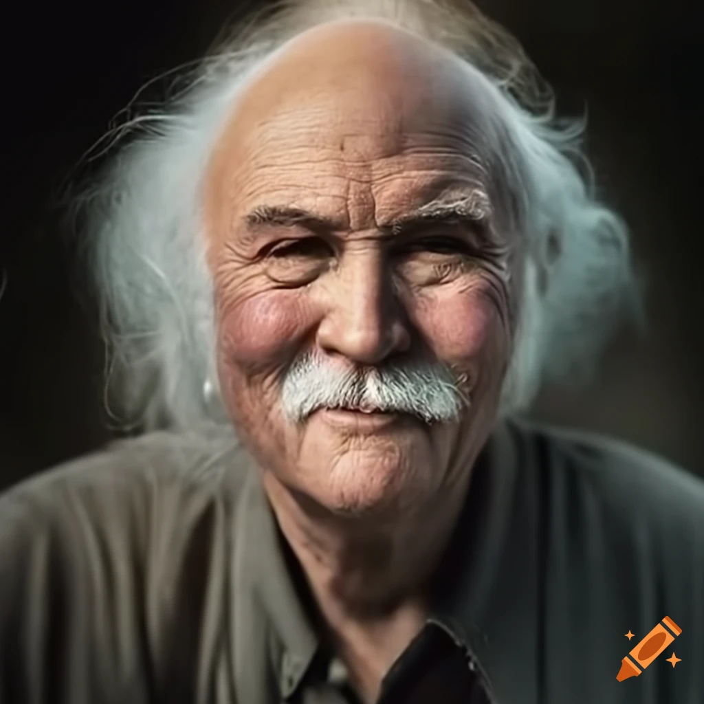 Detailed portrait of david crosby smiling