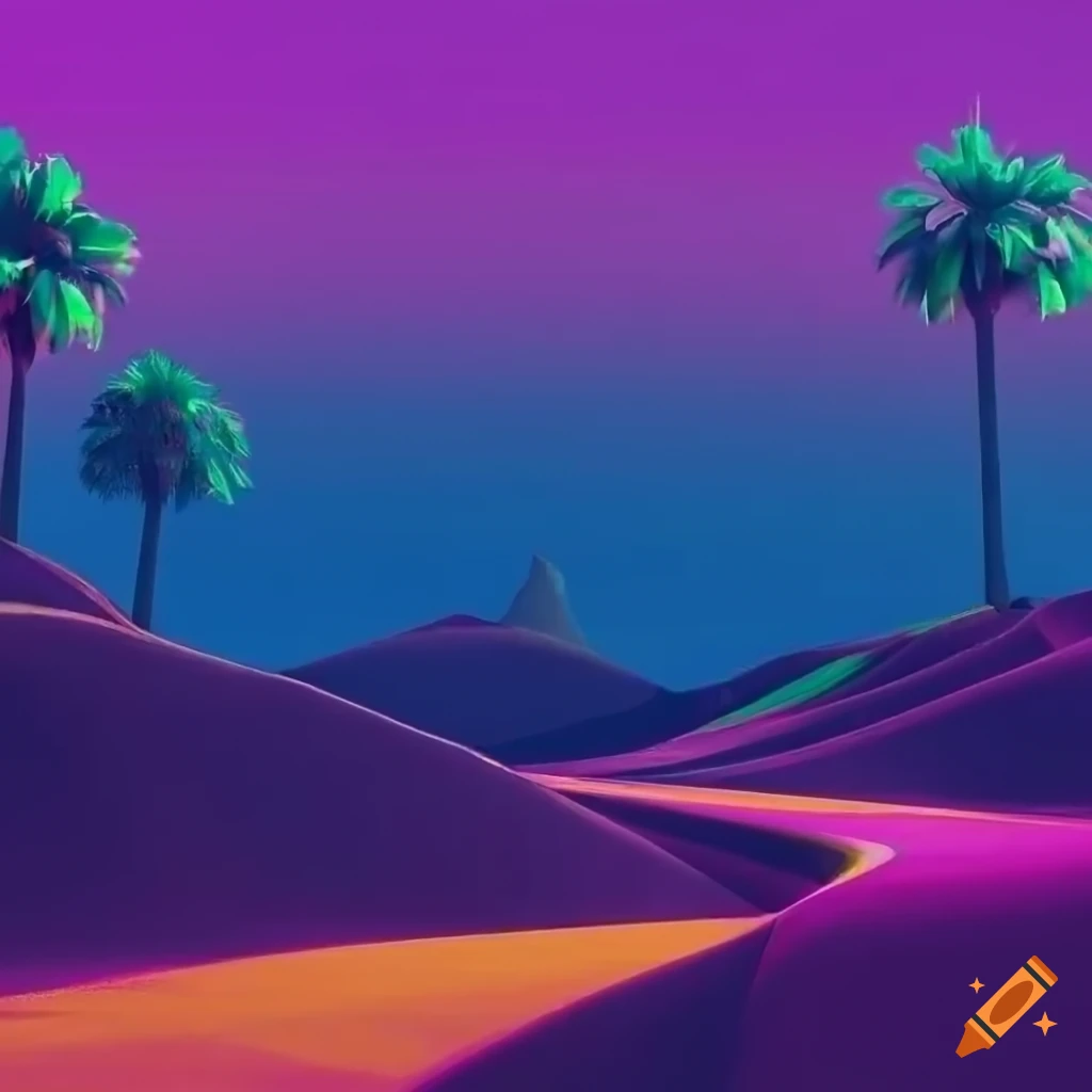 Retro 80s-style low-resolution CGI nature scene on Craiyon