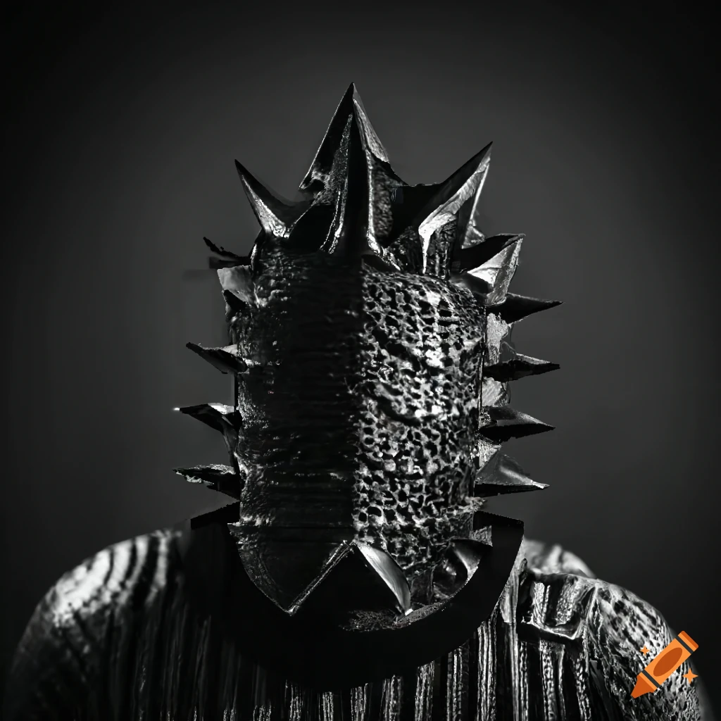Image of a menacing dungeon lord in black spiked armor on Craiyon