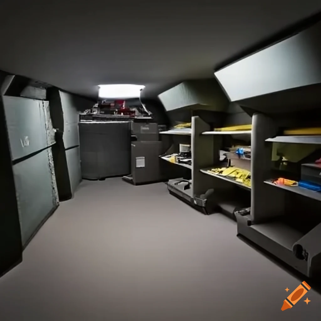 Modern underground nuclear bunker with supplies on Craiyon