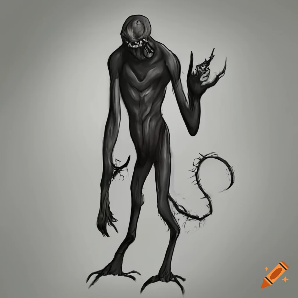 Art of a mysterious black goo creature with sharp claws on Craiyon