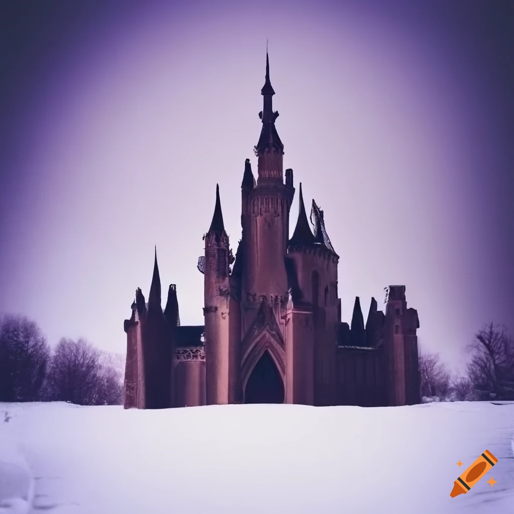 Snowy gothic castle made of clay on Craiyon