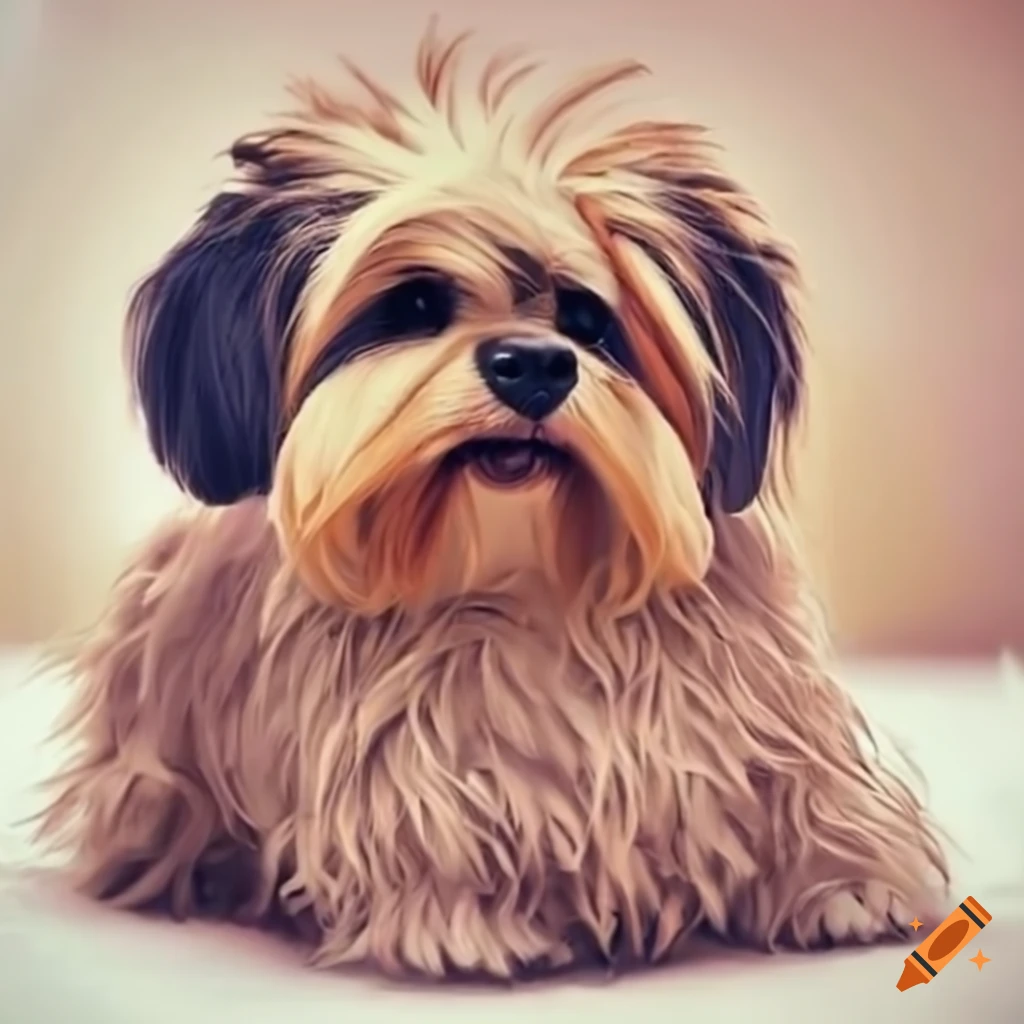 Disney-style illustration of a shitzu dog on Craiyon