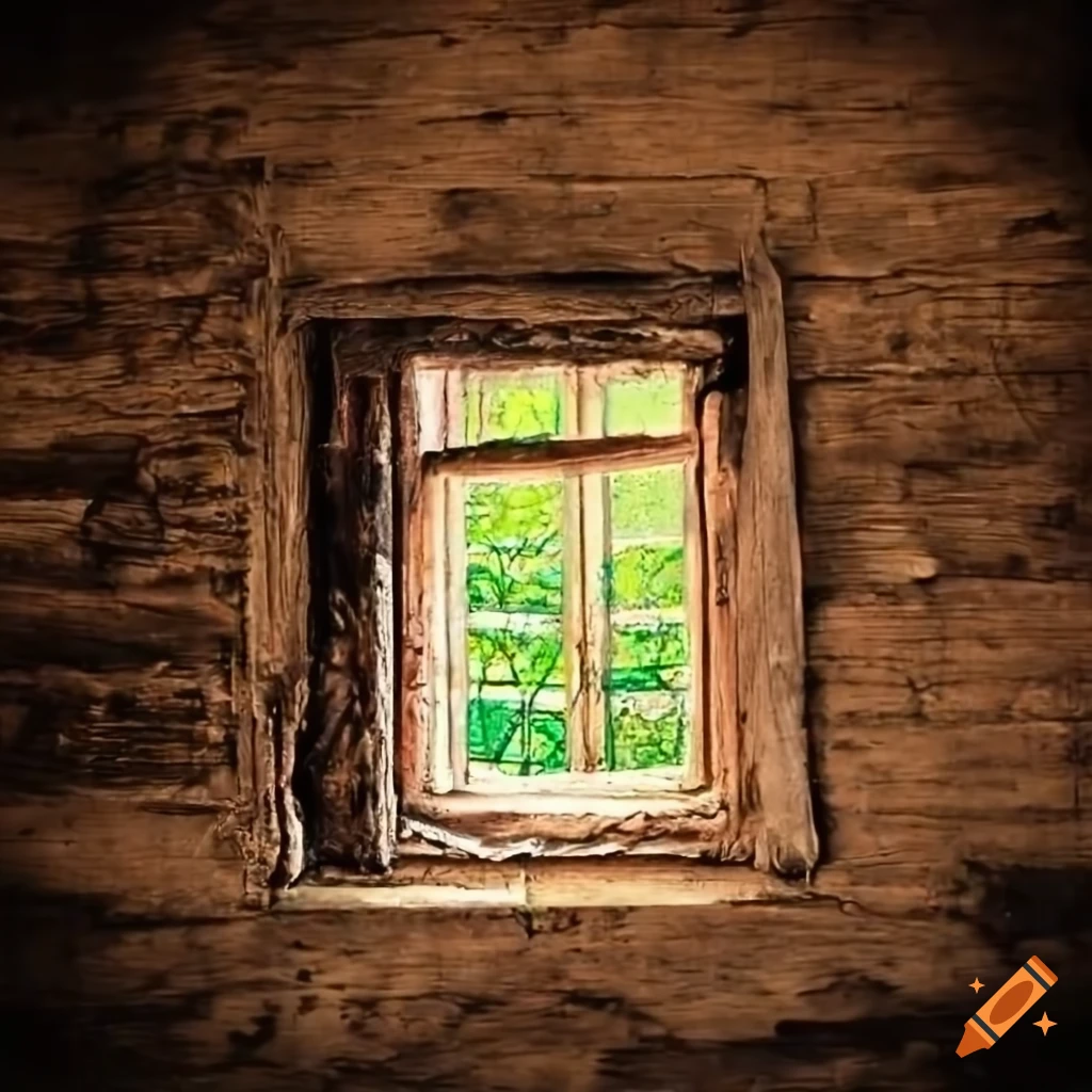 Wooden wall with a window on Craiyon