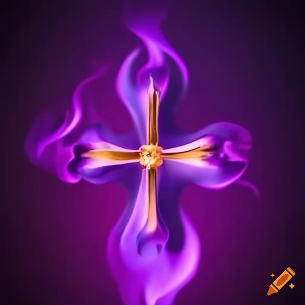 Image of a violet flame with a golden maltese cross on Craiyon