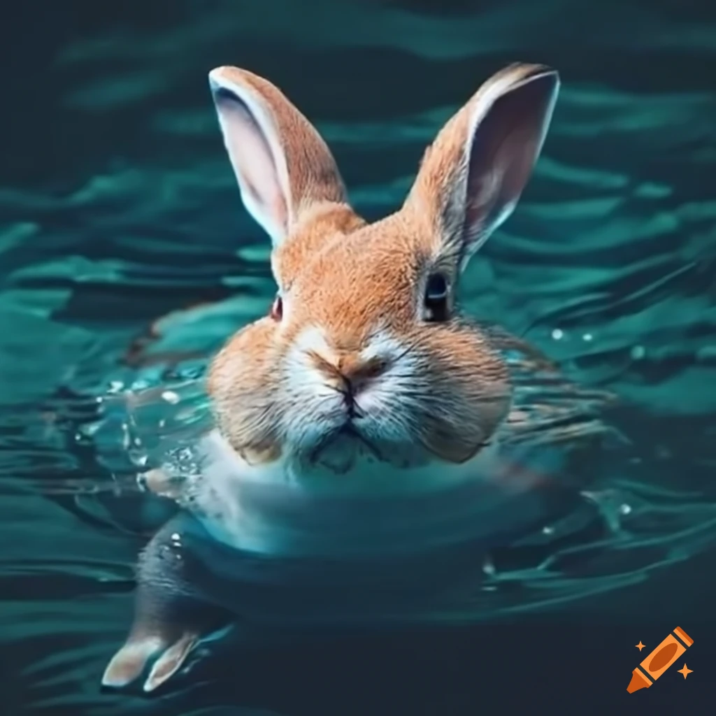 Swimming rabbit on Craiyon
