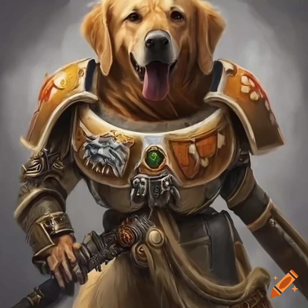 Hyper realistic golden retriever as a warhammer 40k sister of battle on ...