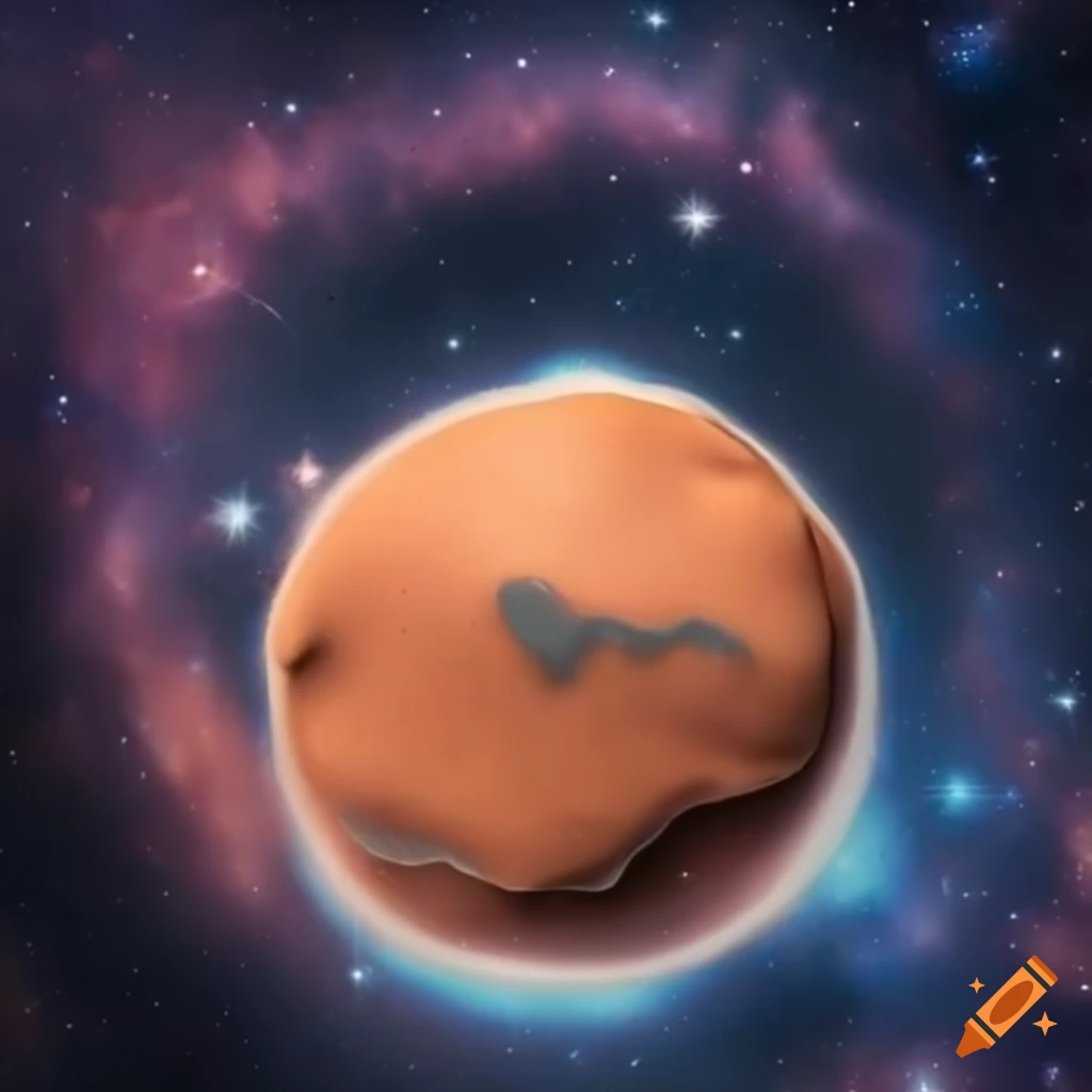 3d mars made of pancakes with galaxy backdrop on Craiyon