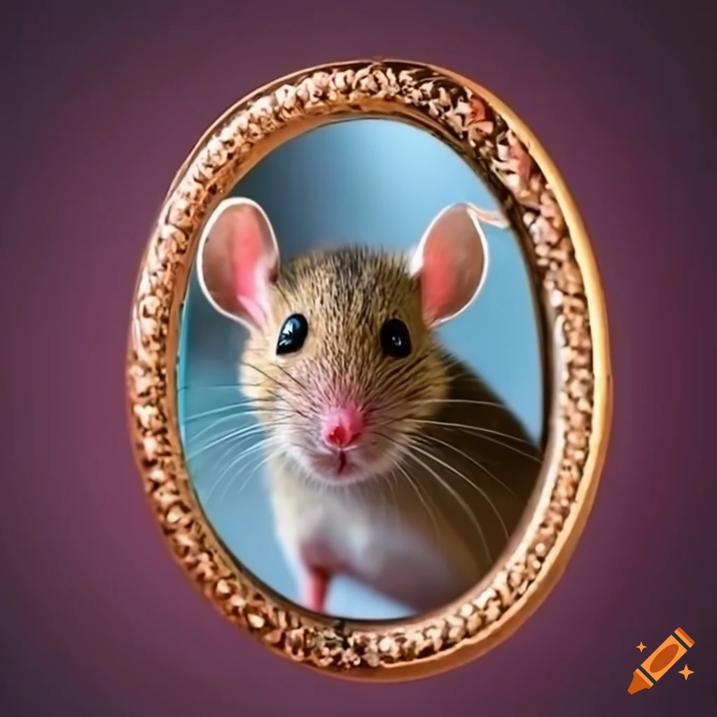 Cute mouse looking in a mirror