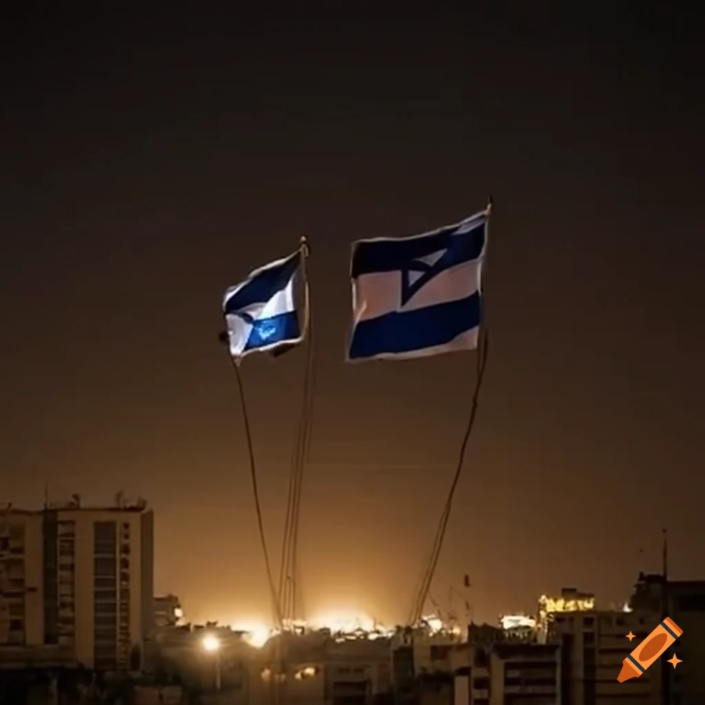 Israeli flags flying after Gaza liberation on Craiyon