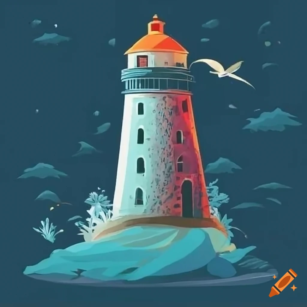 Japanese-inspired lighthouse artwork on Craiyon