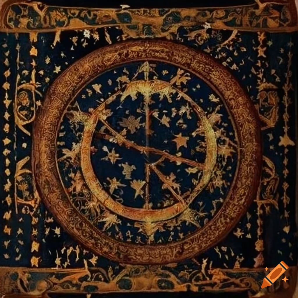Medieval tapestry of star constellations on Craiyon