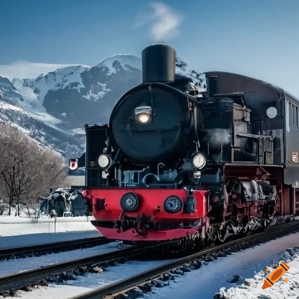Vintage steam train crossing colorful town in puglia, italy on Craiyon