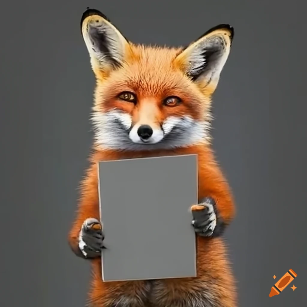 Watercolor of a fox with a blank sign on Craiyon