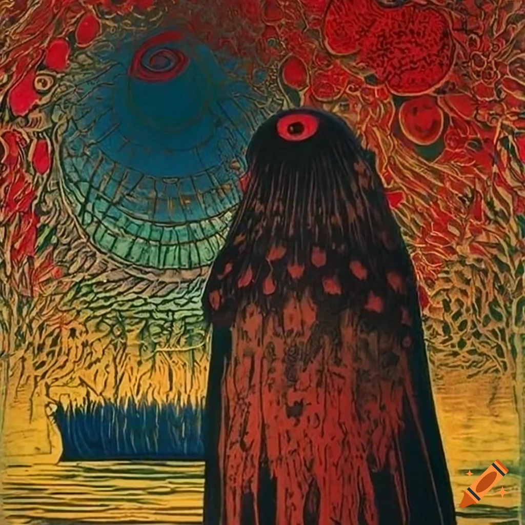 Serigraph combining native salish, voodoo loa, and russian fairytale ...