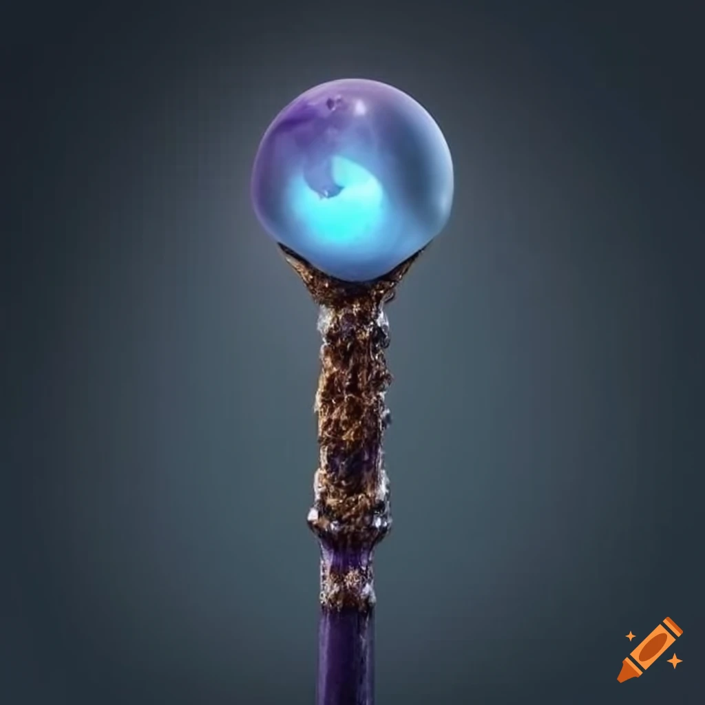 Impressive decorative crystal rod with a ball at the end on Craiyon