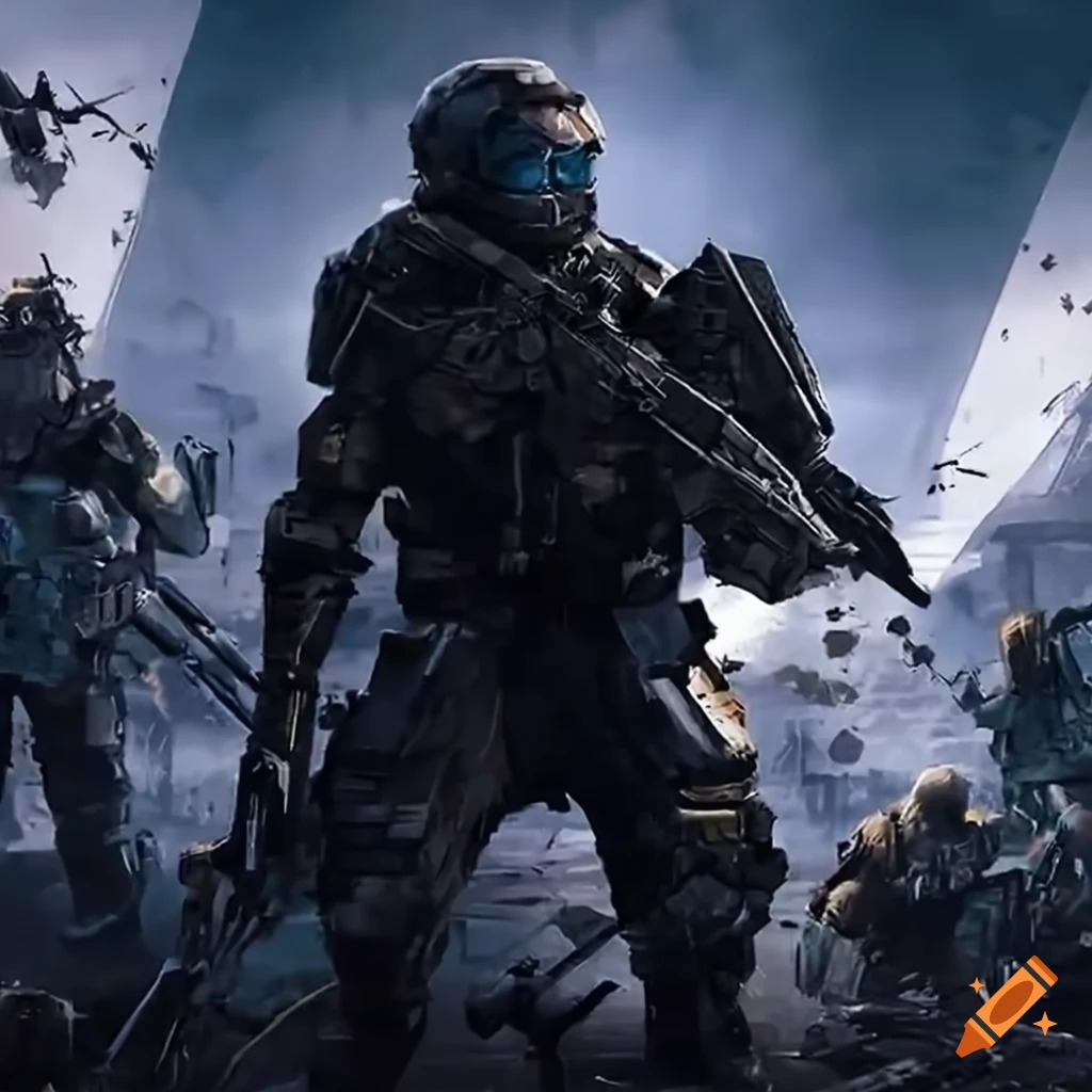 Futuristic soldiers raiding a building on Craiyon