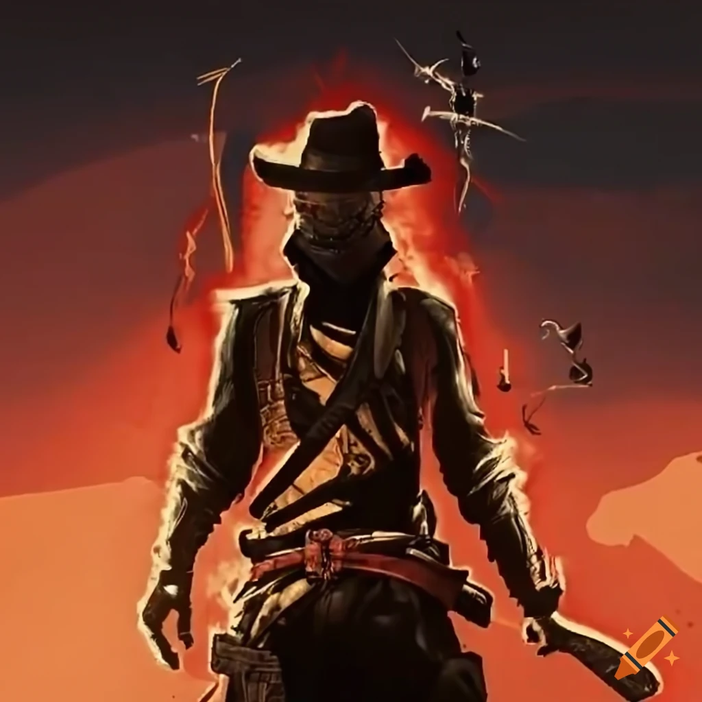 Dutch van der linde in a cartoony painting with a red sunrise and red ...