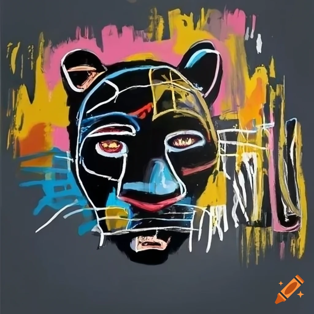 Tiger painting with basquiat-inspired symbols on Craiyon