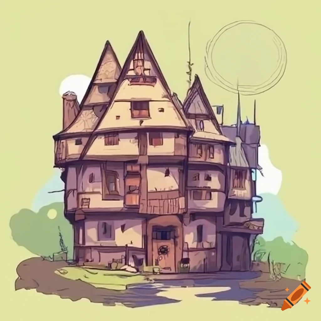 Ghibli inspired classic anime medieval town on Craiyon