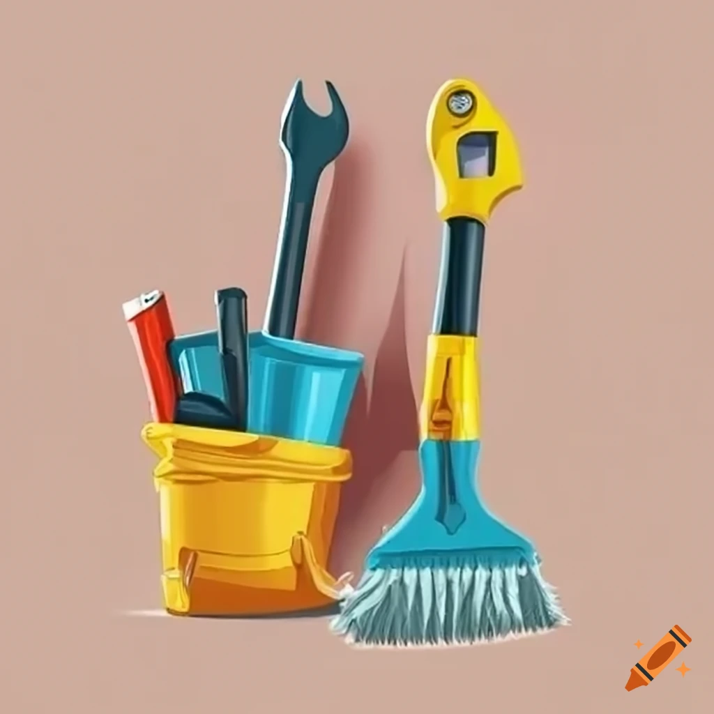 Set of maintenance and cleaning tools on Craiyon