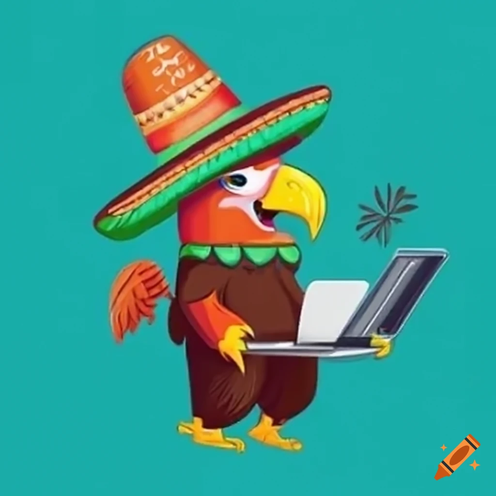 Funny image of an eagle using a laptop on Craiyon