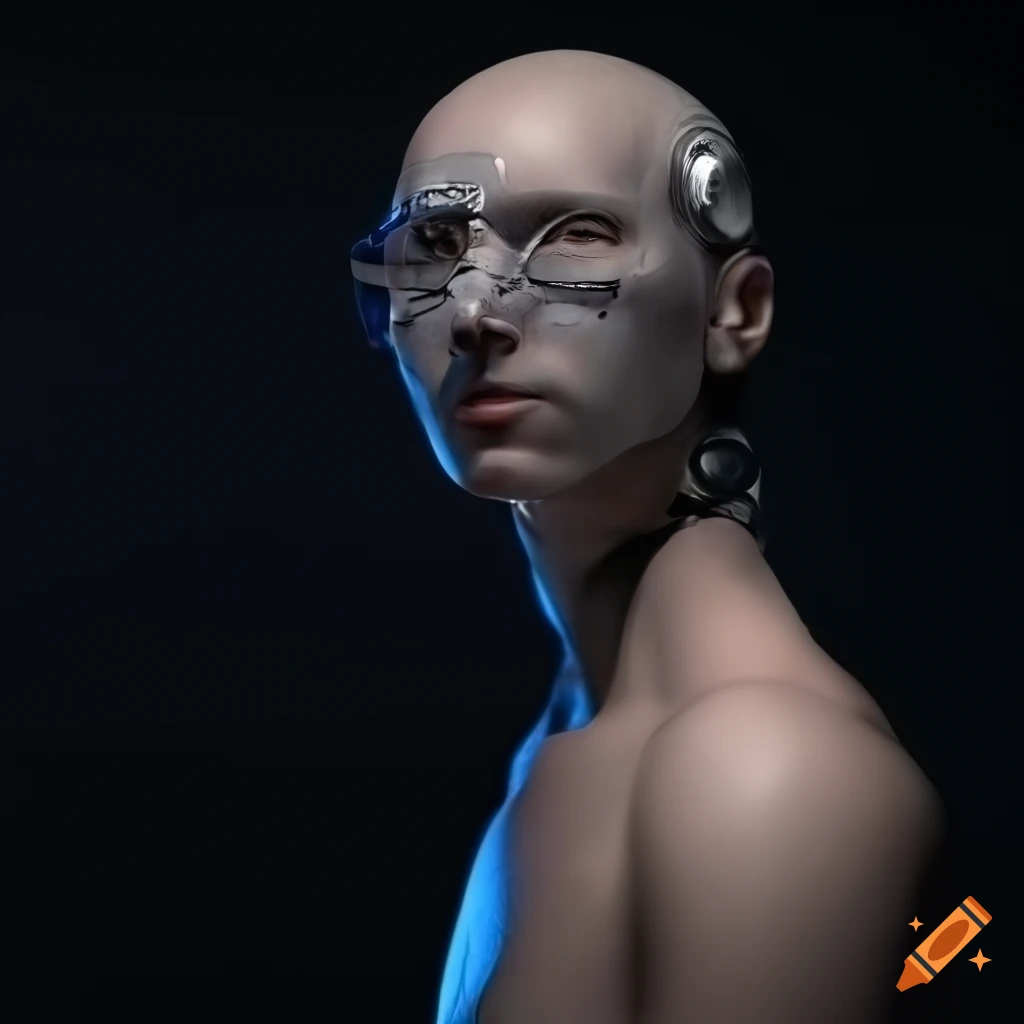 Cyborg male with an enlarged head and led lighting on Craiyon