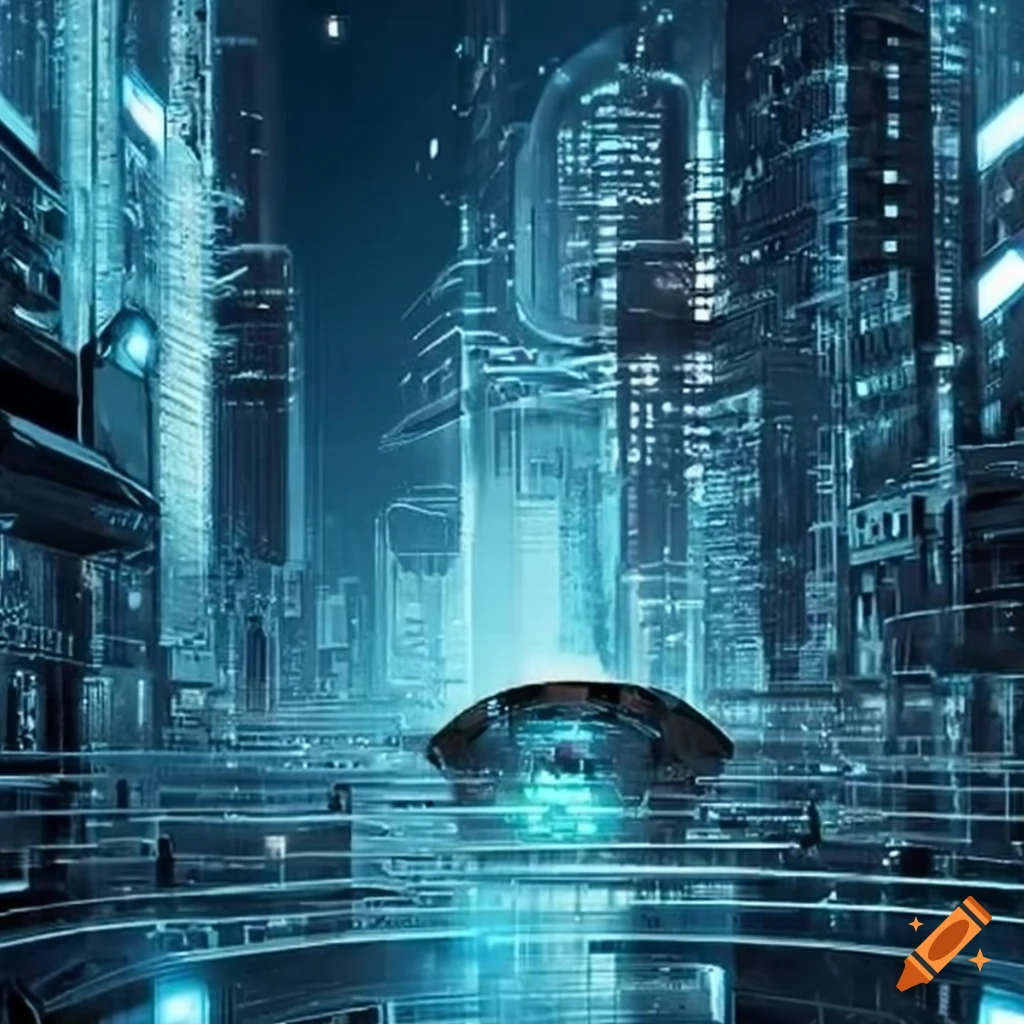 Artistic representation of a futuristic cyberspace