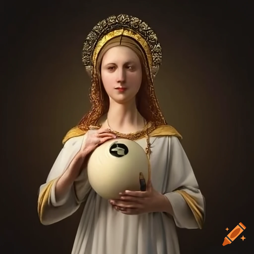 Depiction of a catholic female saint with a ball on Craiyon