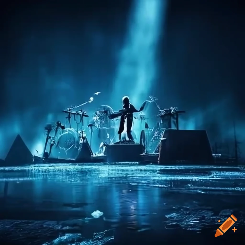 Live concert stage with crowd facing the camera on Craiyon