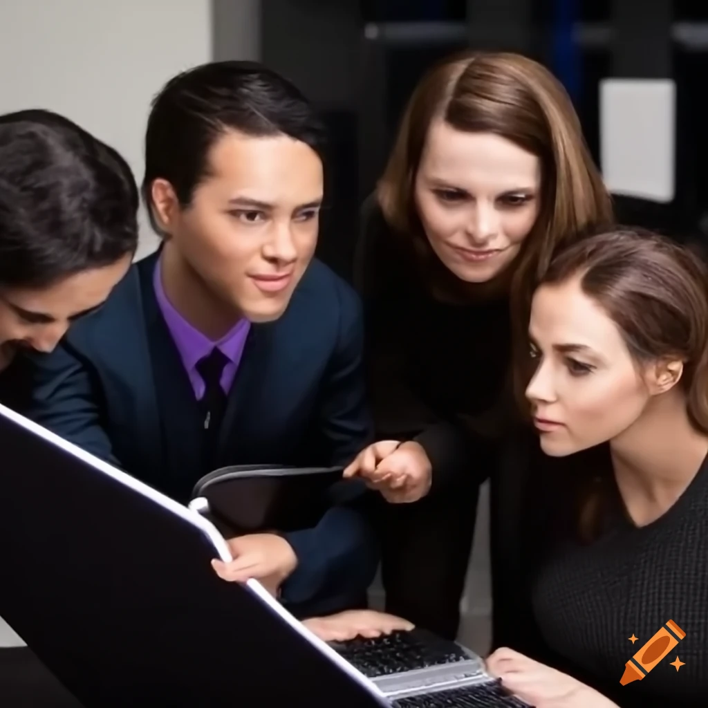 Group of employees working in the IT department on Craiyon