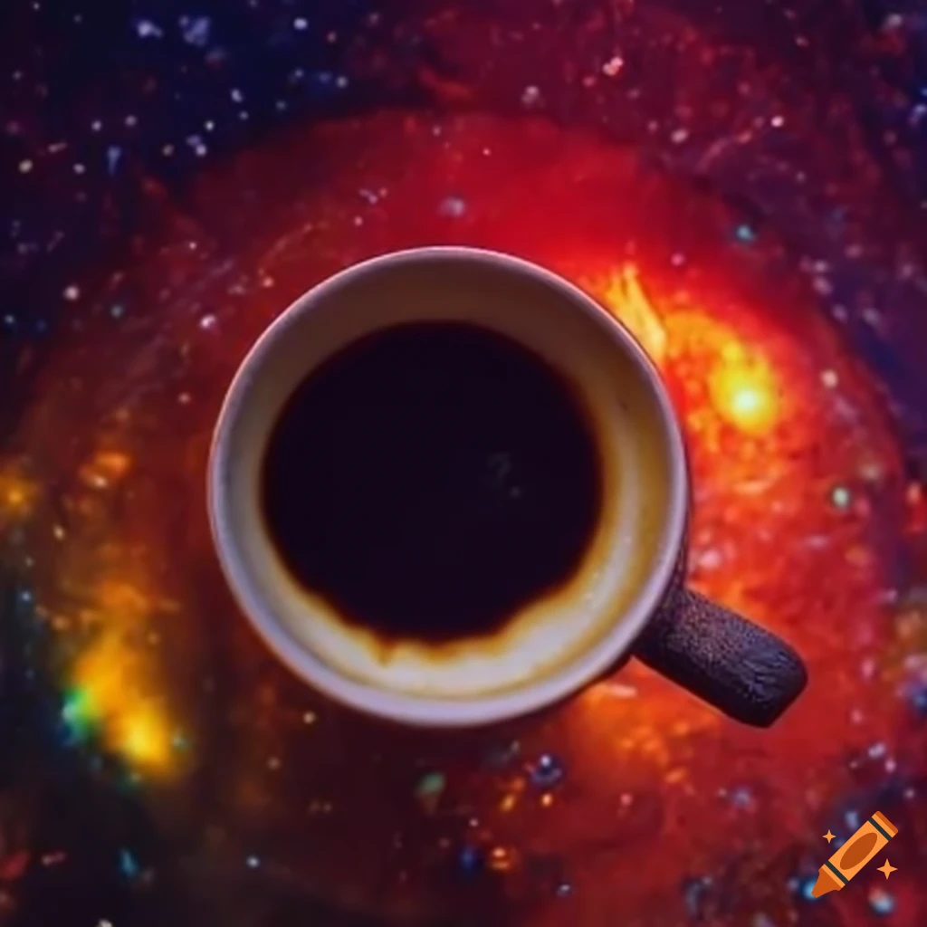 Coffee cooling in outer space with vibrant stars on Craiyon