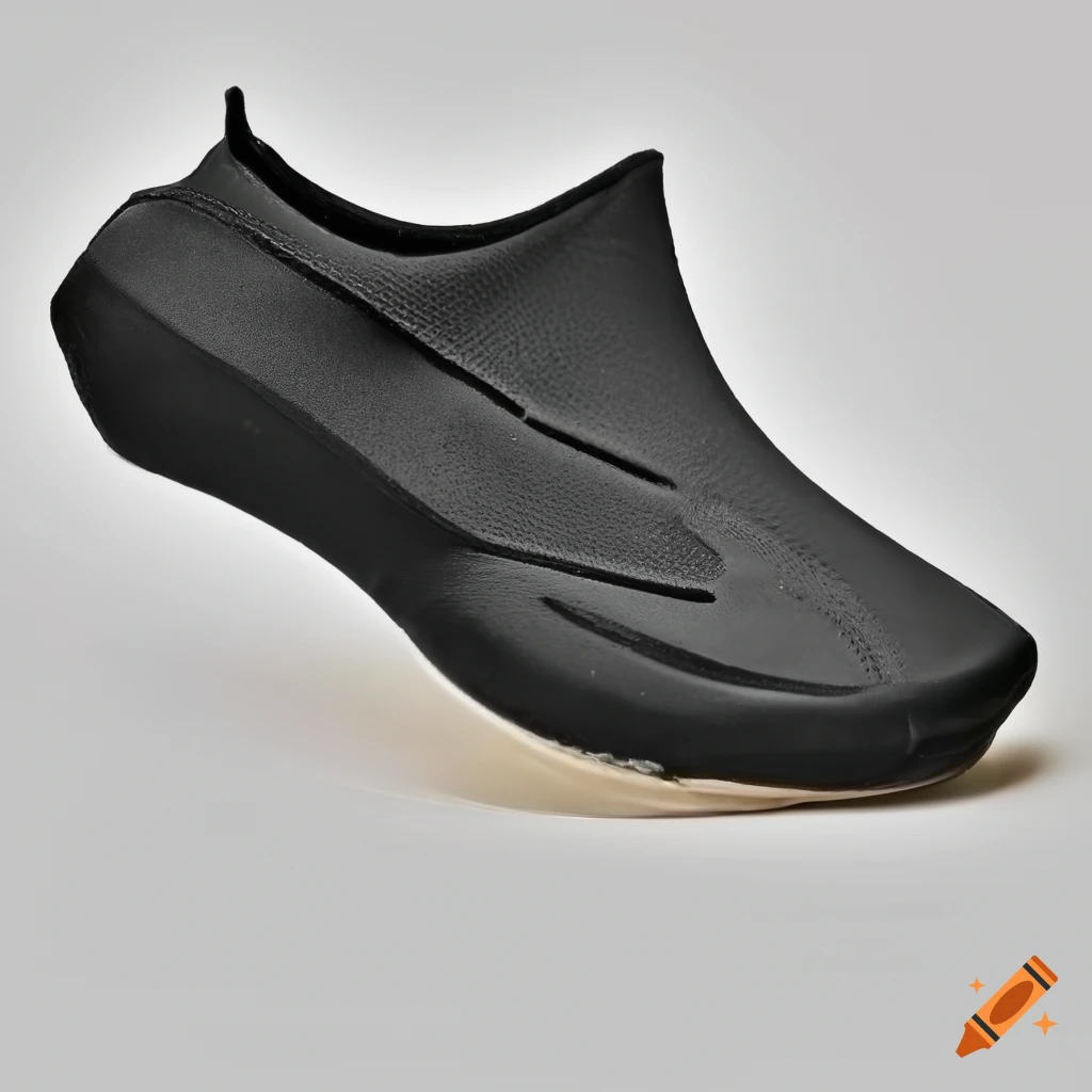 Futuristic alien-inspired slip-on shoe made of dirt bikes