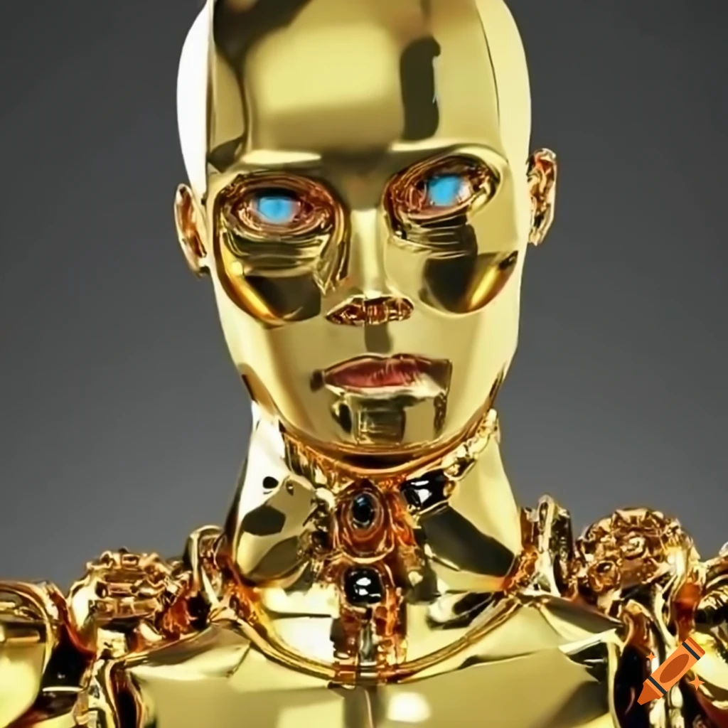 Gold-plated male robot on Craiyon