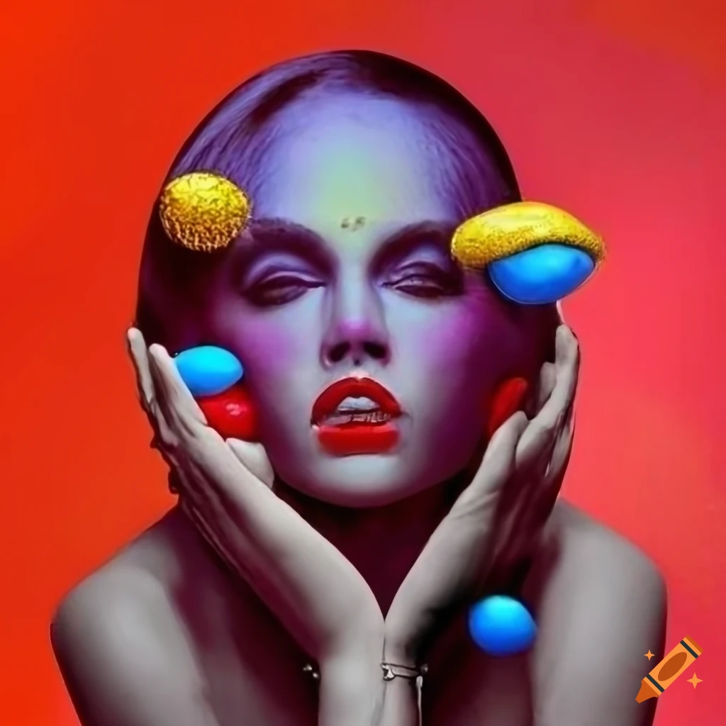 Shiny kitsch pop art with solarization effect on Craiyon