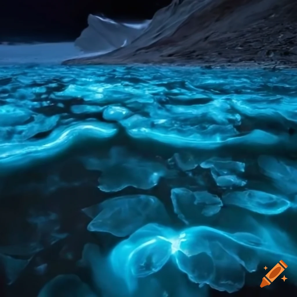 Bioluminescent icy flowers on Craiyon
