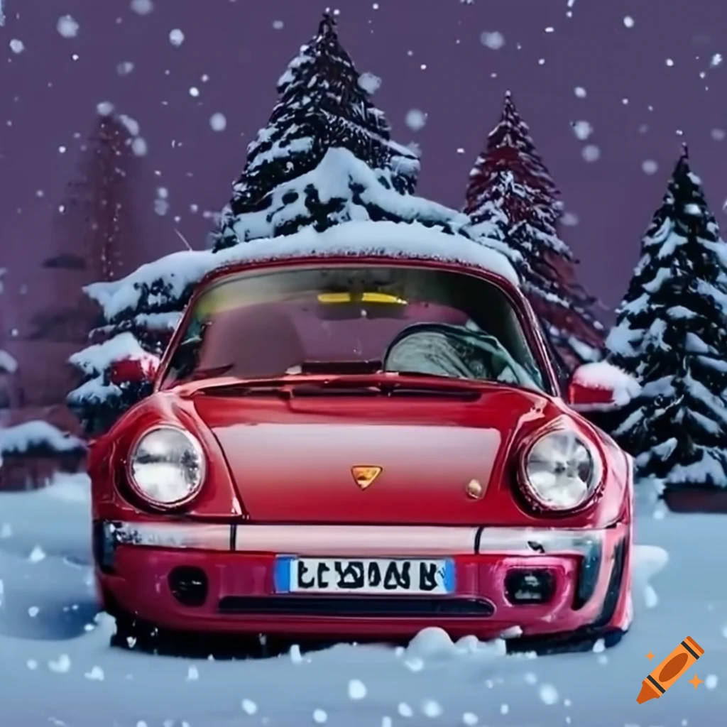 Porsche 911 in the snow on Craiyon