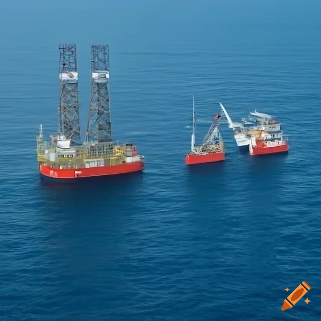 Detailed animation of an offshore wind farm installation on Craiyon