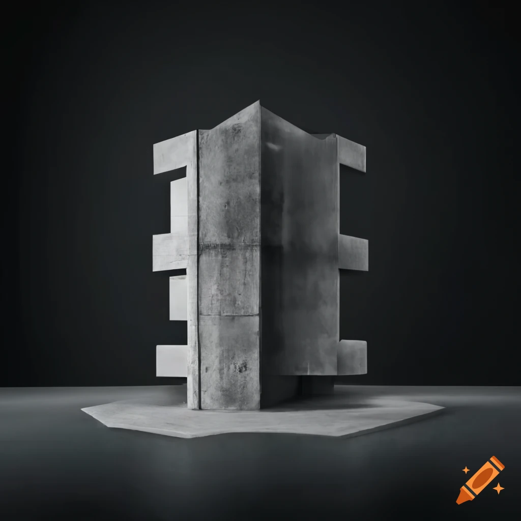 Abstract image of a brutalist concrete pillar on Craiyon