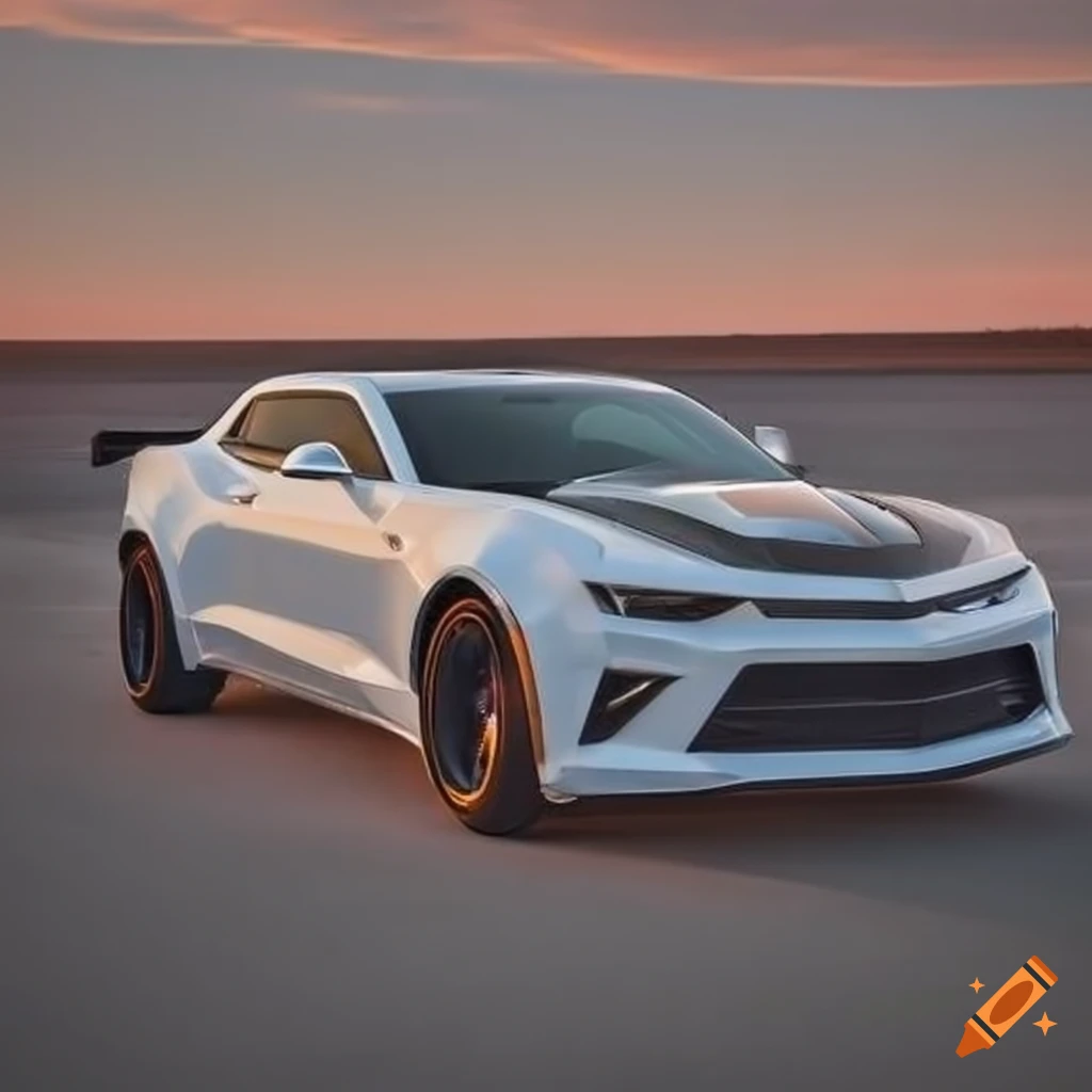 Chevrolet camaro with chunky tires driving on snowy roads on Craiyon