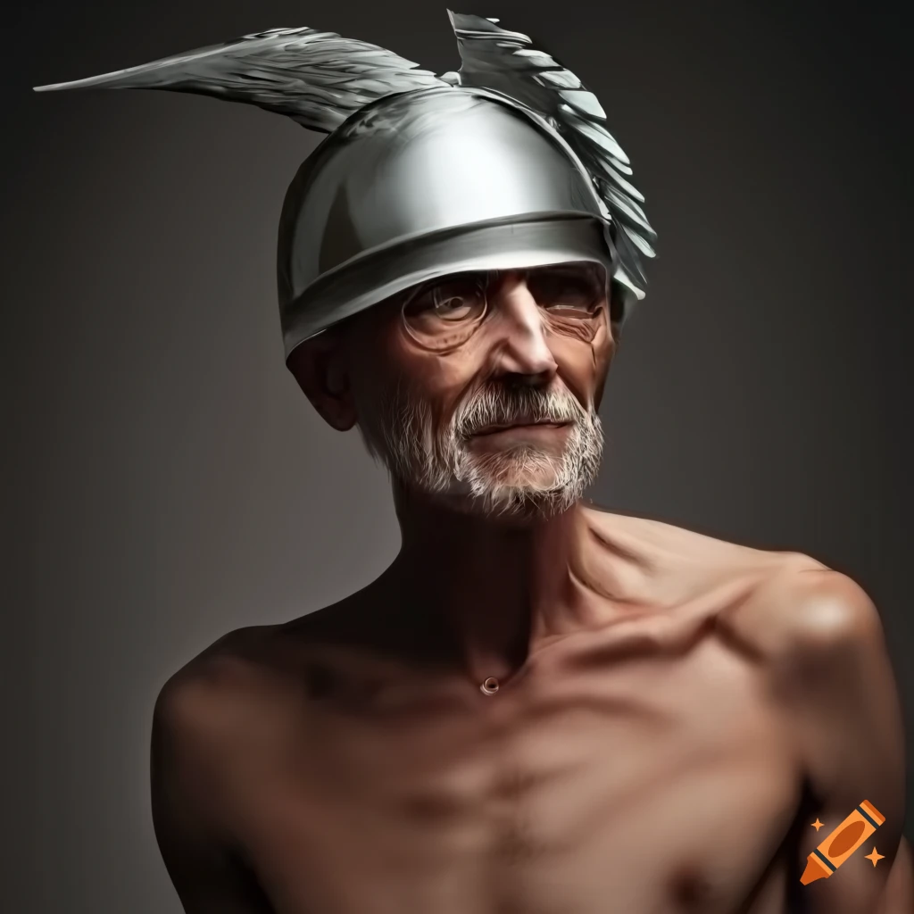 Portrait of a mature man with a winged helmet on Craiyon