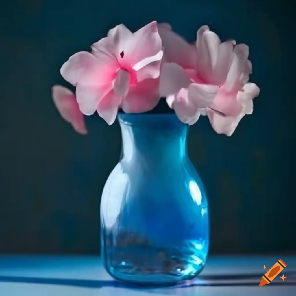 Beautiful flowers in a dark ornamental vase on Craiyon