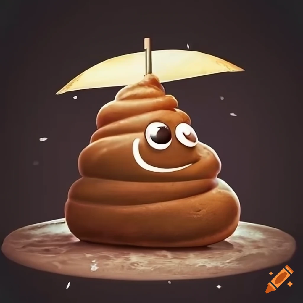 Illustration of a funny umbrella with a poop design